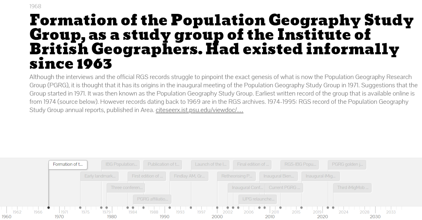 Timeline – Population Geography